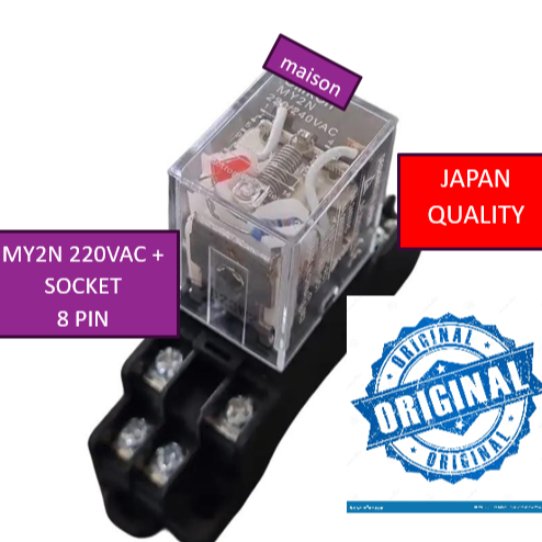 Jual Relay MY2N 220VAC + socket ORI JEPANG - 8 pin / MY2N 220V / MY2 220VAC | Shopee Indonesia