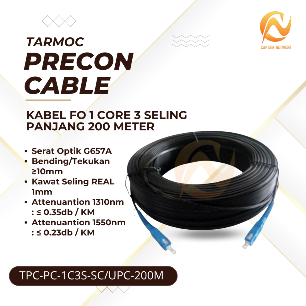Jual Kabel FO Precon 200 Meter | Kabel Fiber Optic Drop core 200M ...