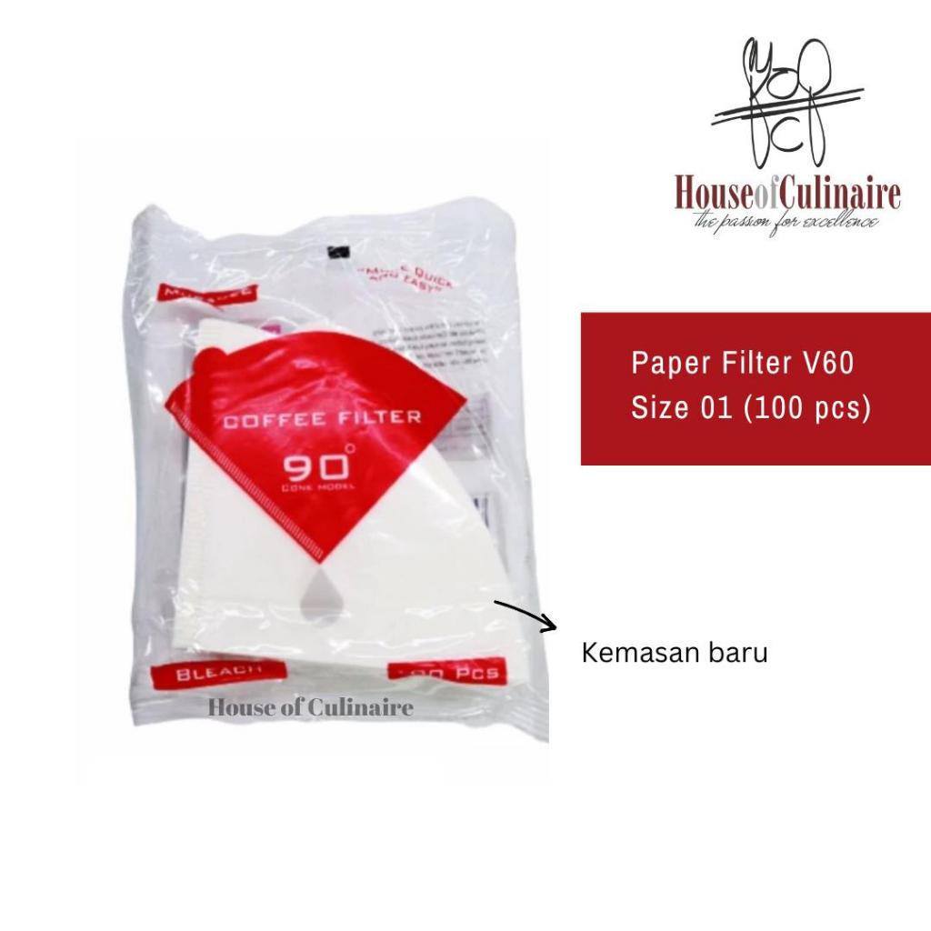 Jual Paper Filter V60 size 01 ( 100 pcs ) Bleach Coffee Paper Filter ...