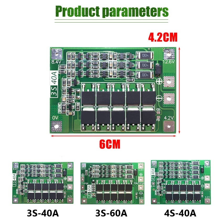 Jual BMS 3S 4S 40A 60A Balance 18650 Lithium Battery Pack 12.6V 16.8V Li-Ion | Shopee Indonesia