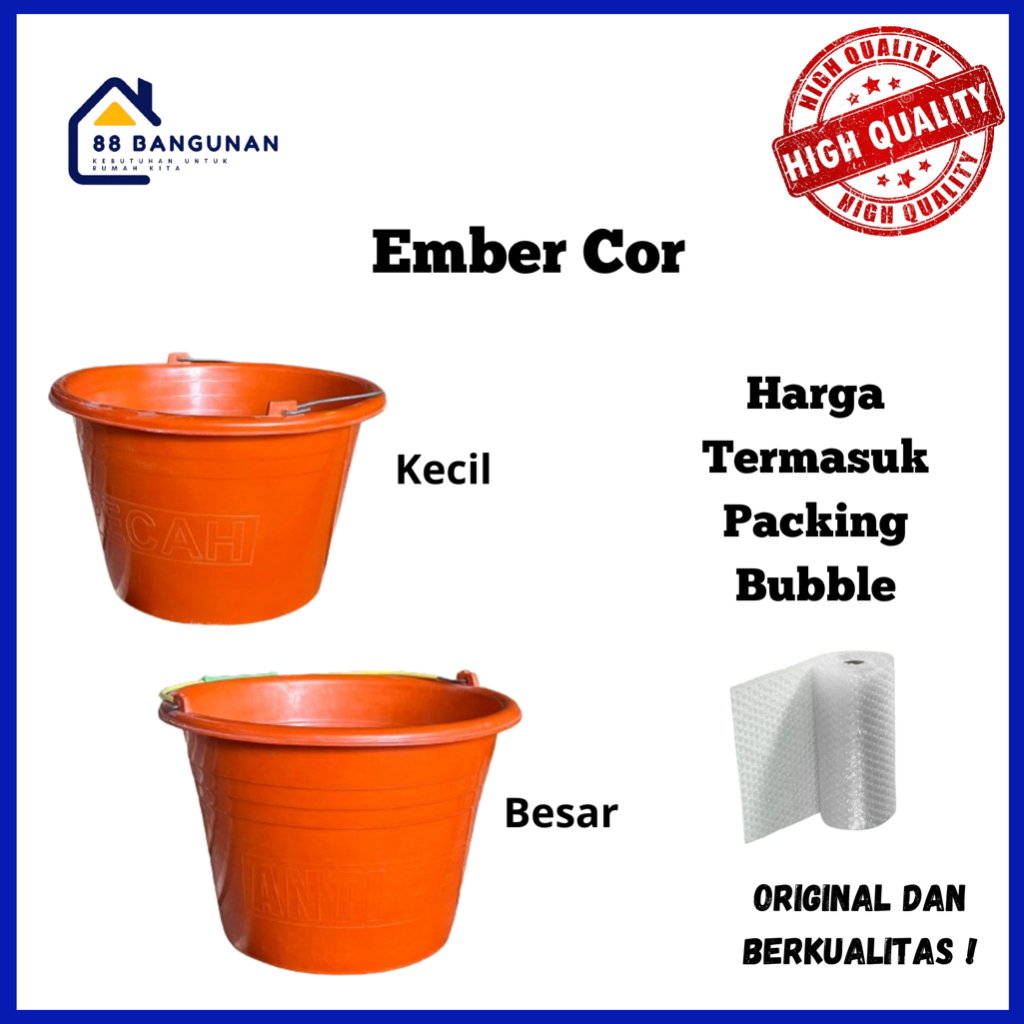 Jual EMBER COR KECIL & BESAR ORANGE ANTI PECAH SEMEN / EMBER TUKANG ...