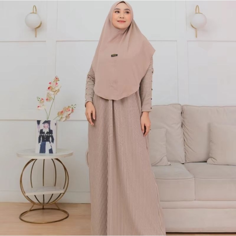 Jual Mecca Abaya Batwing Ibu Dan Anak Bahan Knit Salur Premium Gamis Anak Remaja Dewasa Terbaru ...