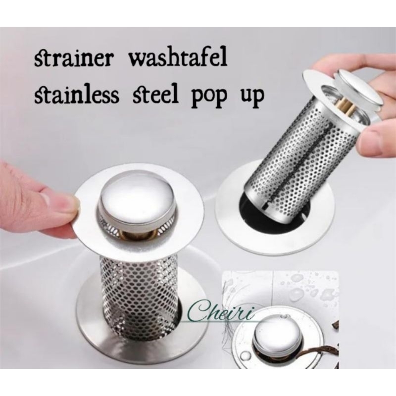 Jual strainer wastafel pop up stainless steel saringan washtafel cuci ...