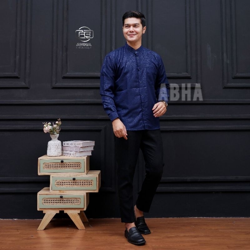 Jual kemeja Koko sultan baju Koko emboss produk ABHA pria lengan ...