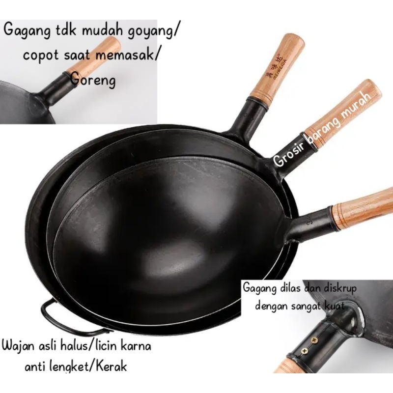 Jual Wajan Kuali 40cm Nasi Goreng/Wajan Anti Lengket/Wok Wajan Kuali ...