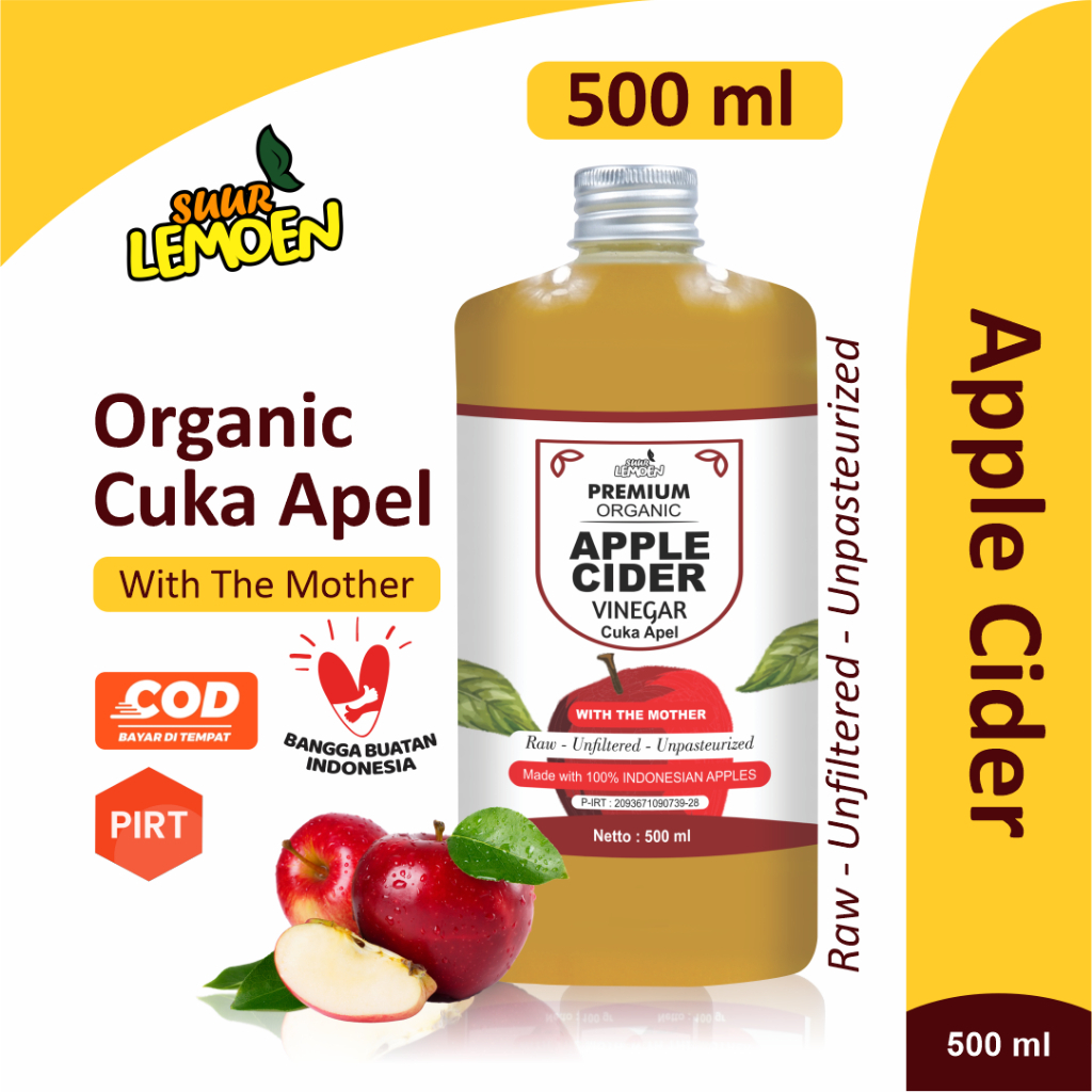Jual FREE SENDOK KAYU Cuka apel with mother 500ml / Apple cider vinegar ...