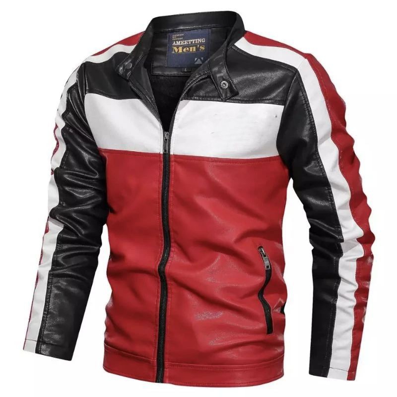 Jual JAKET KULIT MOTOR ASLI DOMBA | JAKET KULIT PRIA WARNA MERAH STRIP ...