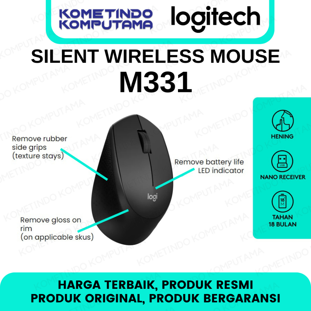 Jual M331 Black LOGITECH MOUSE WIRELESS SILENT CLICK LOGITECH M331 ...