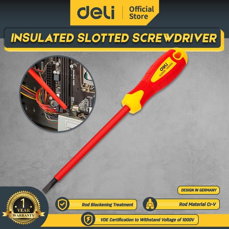 Jual Deli Obeng Listrik Insulasi 1000 Volt Minus / Insulated Slotted ...