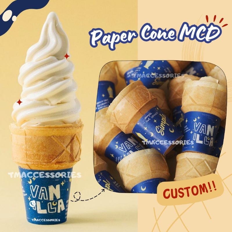 Jual KERTAS KEMASAN ES KRIM MCD CUSTOM / Papercone Sleeve Cone Ice ...