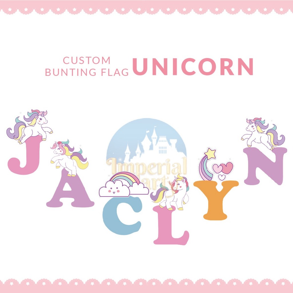 Jual Custom Bunting Flag Banner Huruf DIY Unicorn Rainbow | Shopee ...