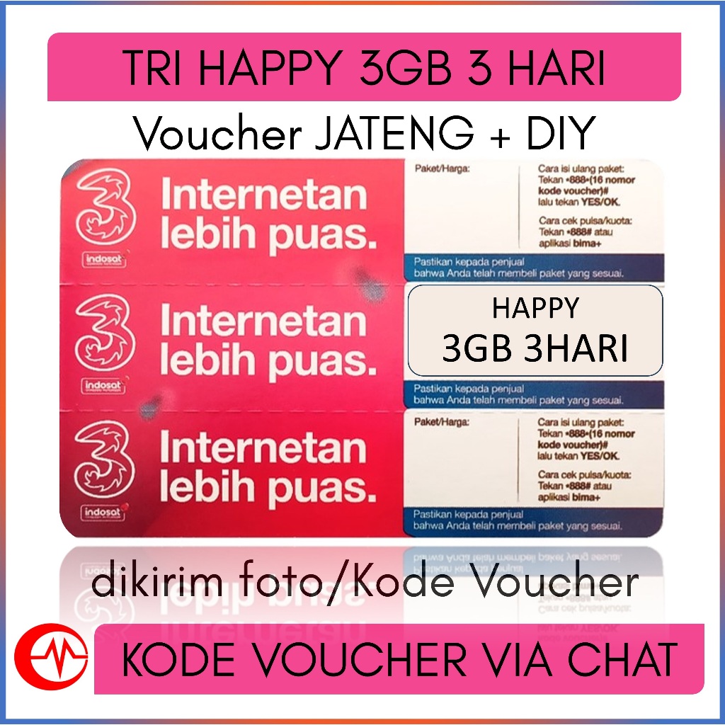 Jual Voucher Tri Happy 3GB 3 hari JATENG DIY | Shopee Indonesia