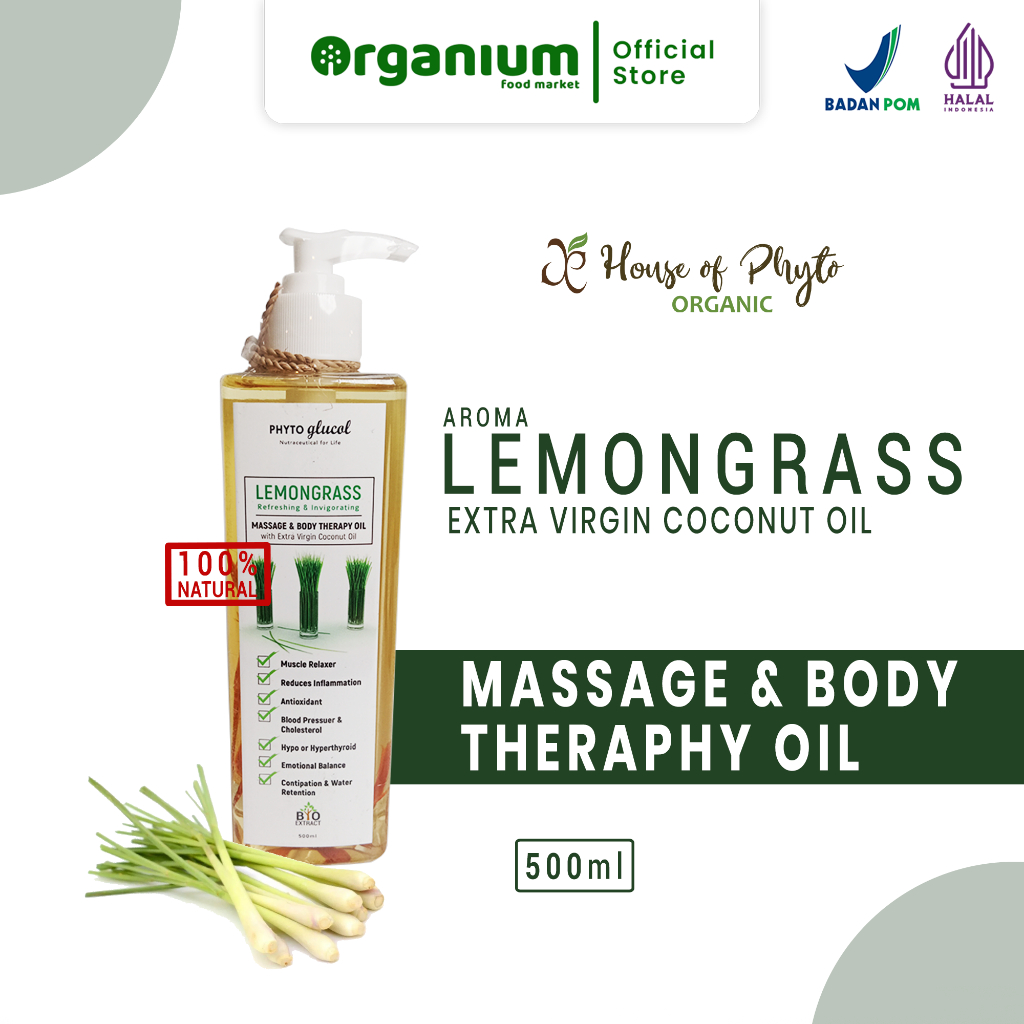 Jual Massage Body Oil Lemongrass PHYTO ORGANIC Minyak Pijat Urut Natural Serai - 500ml | Shopee ...