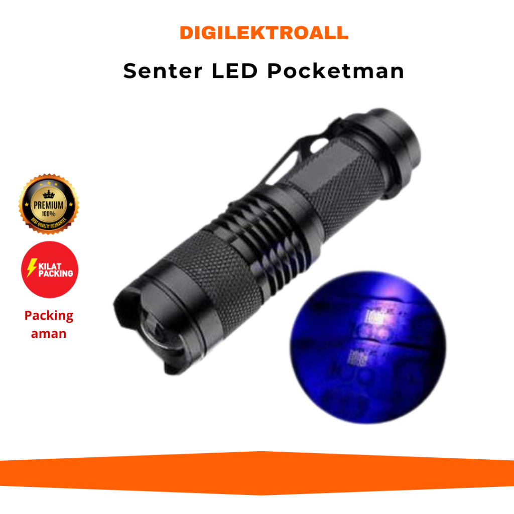 Jual Senter LED Pocketman P1 Ultraviolet Senter Super Terang | Shopee ...