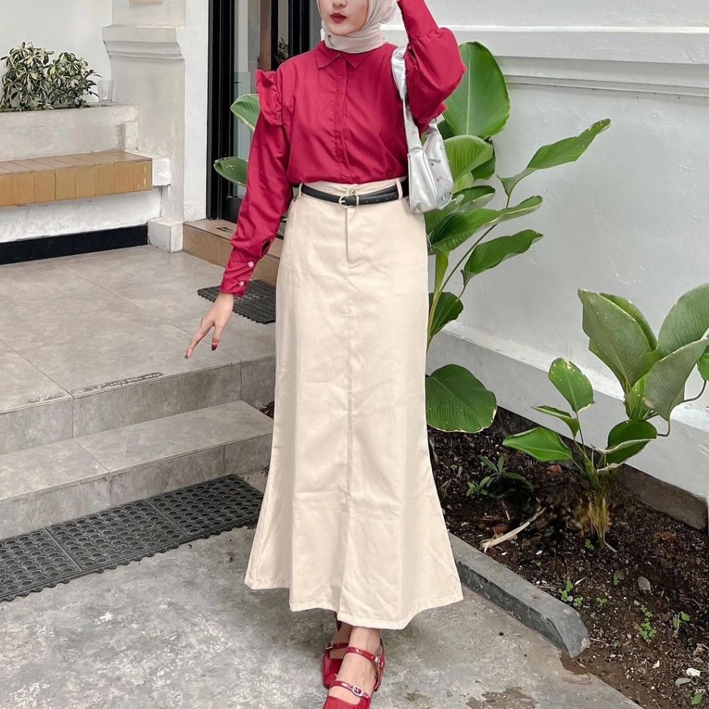 Jual Rok Mermaid Basic Polos Kimka Twill | Shopee Indonesia