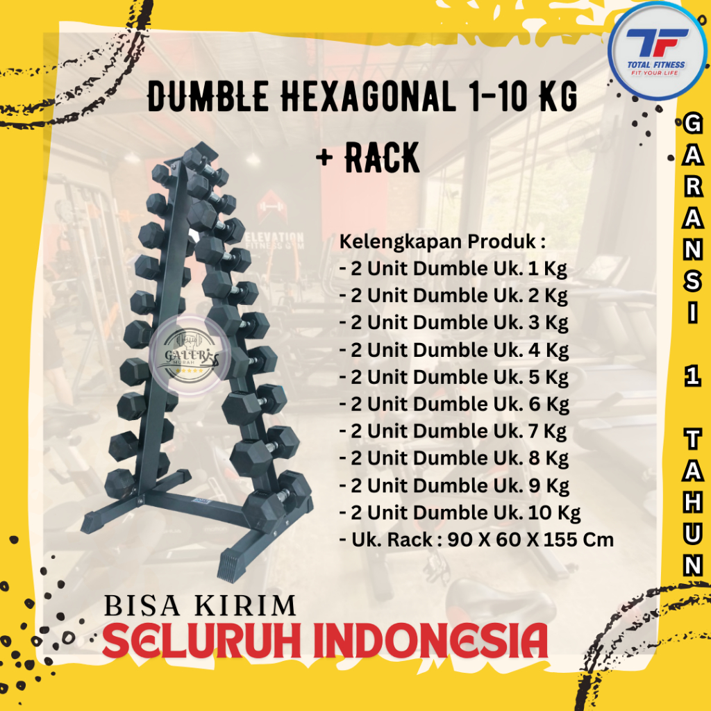 Jual Alat Angkat Beban Dumble Rack Set 1Kg-10Kg barbel, barble | Shopee Indonesia