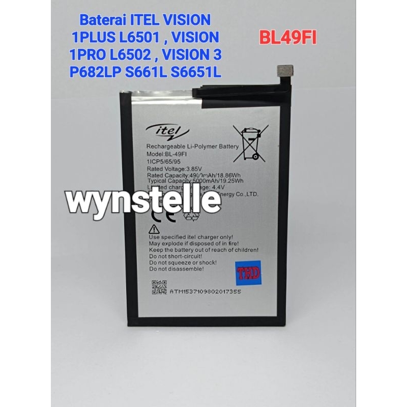 Jual BATERAI BATRE ITEL VISION 1+ / VISION 1 PLUS L6501 BL49FI - VISION 1 PRO L6502 ORI BL-49FI ...