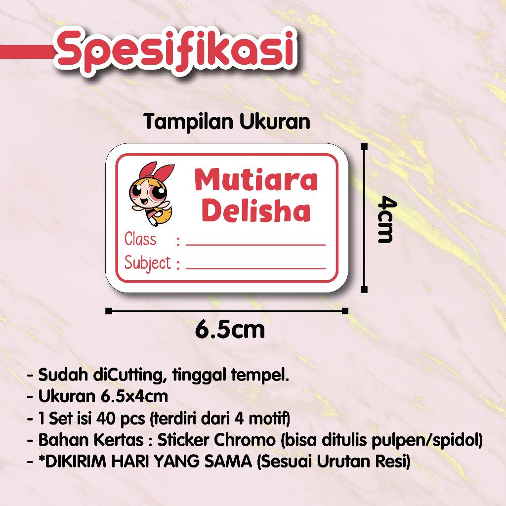 Jual 40 PCS STIKER BUKU MAPEL SEKOLAH CUSTOM TEKS | STIKER BUKU ...
