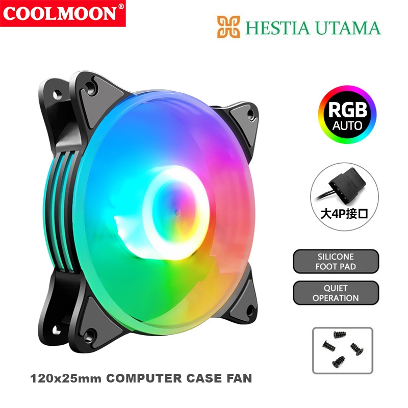 Jual CoolMoon Fan Casing PC RGB Phantom Rainbow 12 cm LED Molex ...