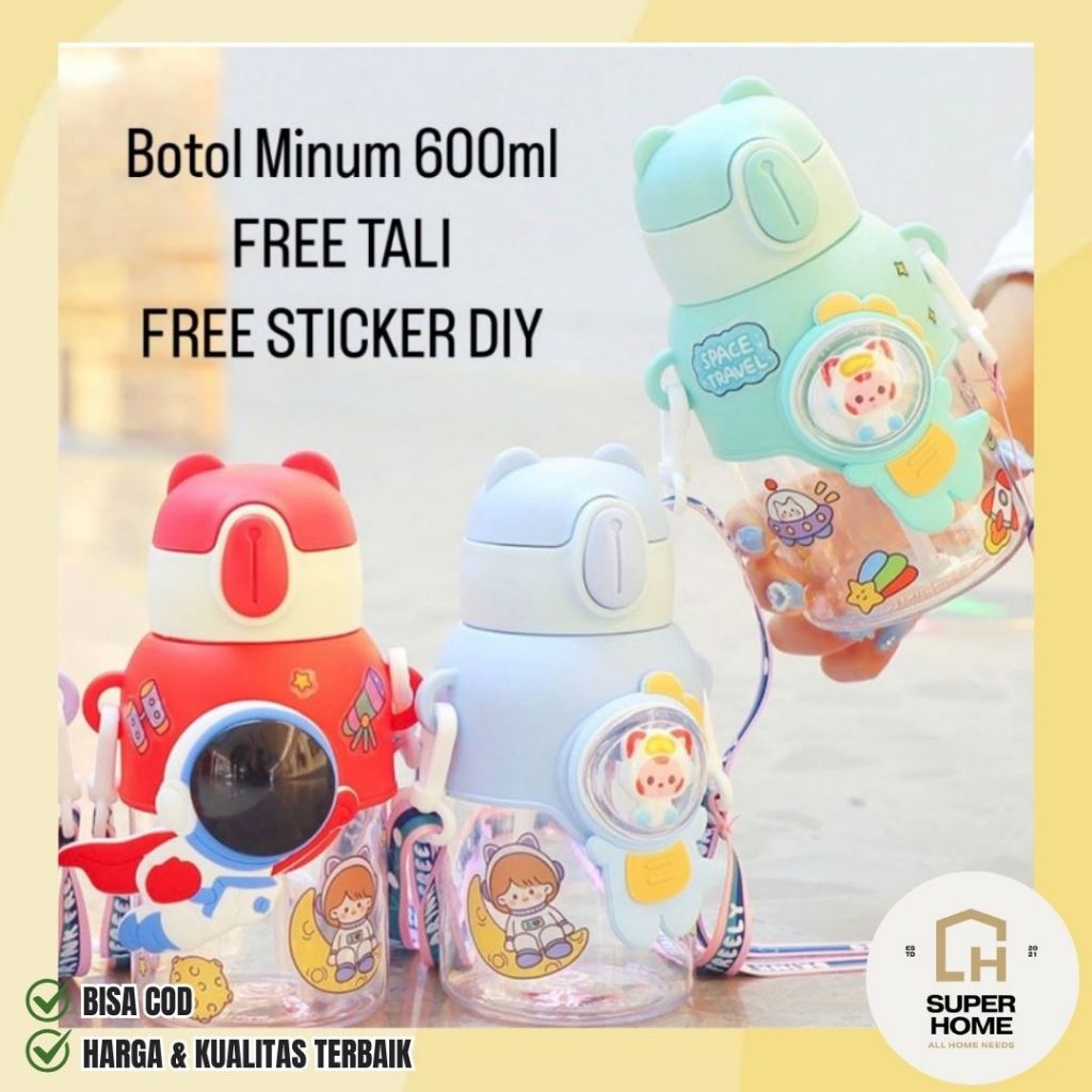 Jual SH37 - Botol Minum Anak Motif Lucu Tali Sedotan FREE STICKER ...
