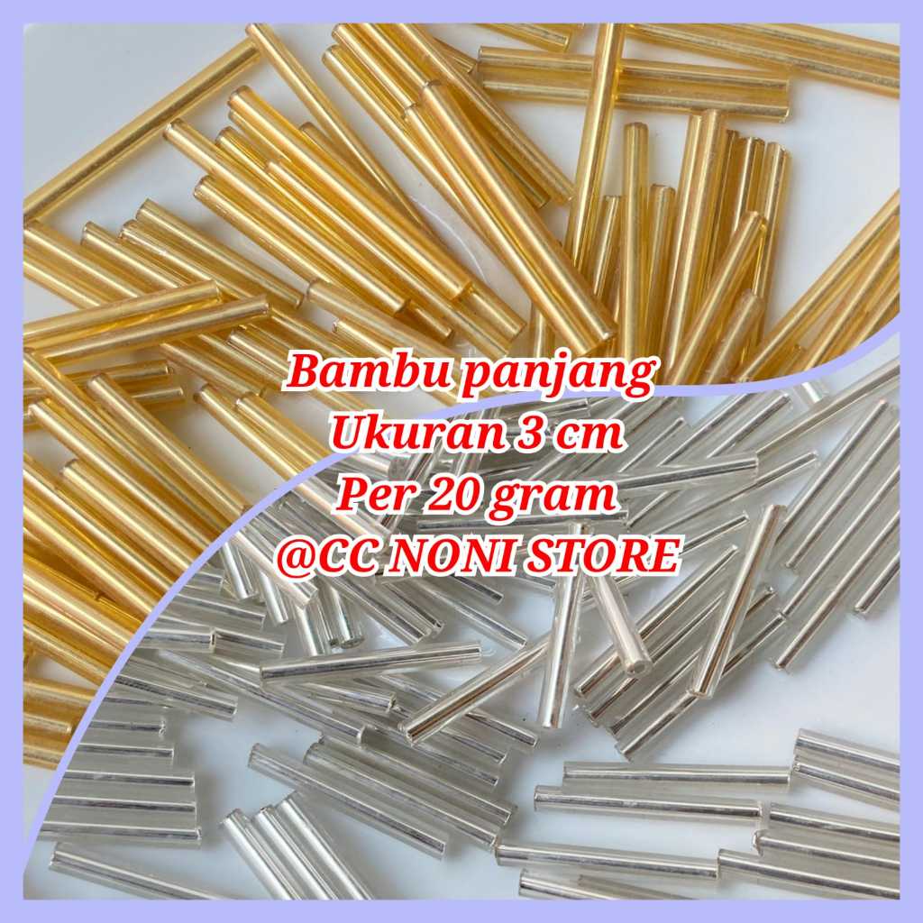 Jual payet bambu jepang manik bambu panjang ukuran 3 cm per 20 gram ...