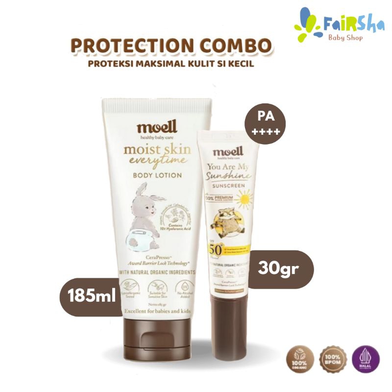 Jual Moell Protection Combo Sunscreen 30gr+Body Lotion 185ml | Shopee ...
