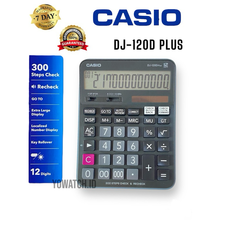 Jual KALKULATOR ORIGINAL CASIO DJ-120D PLUS / KALKULATOR MEJA DAN CHECK | Shopee Indonesia