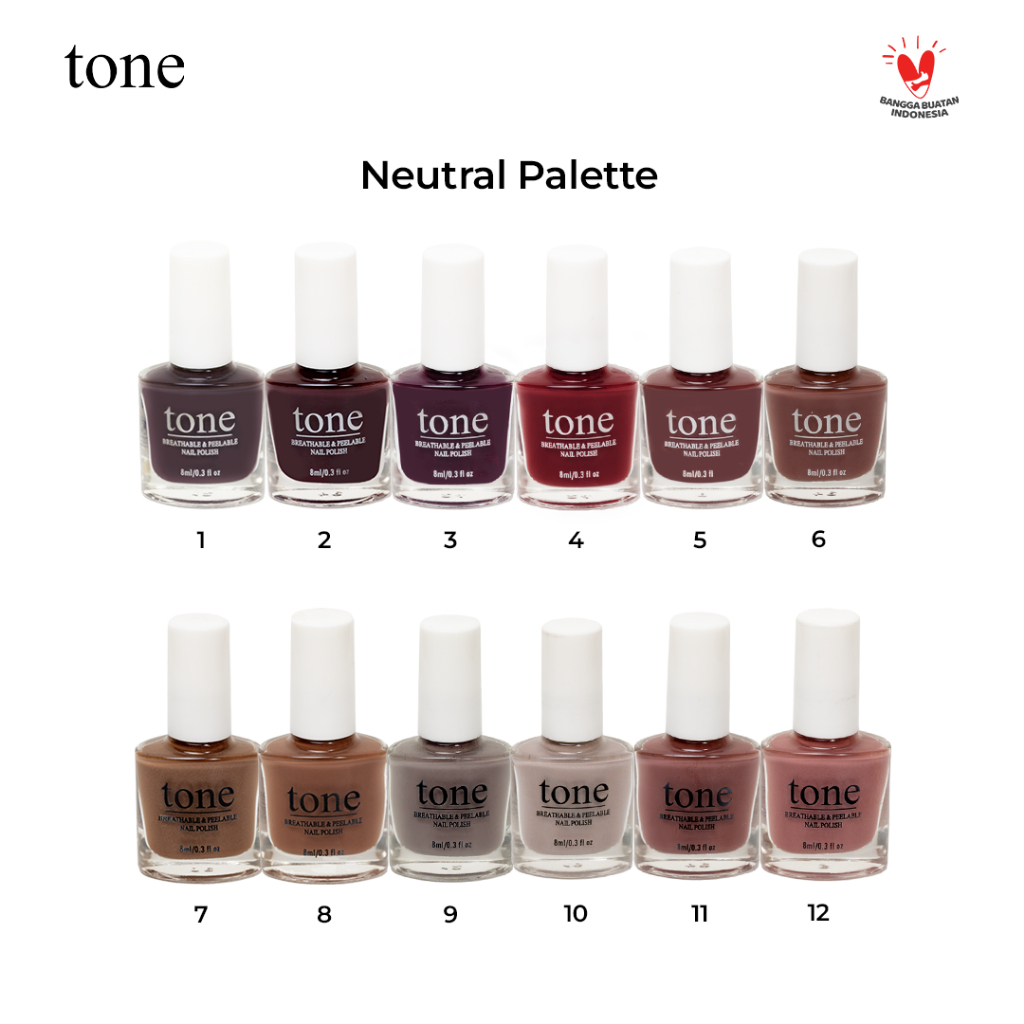 Jual Tone Nail Breathable and Peelable Nail Polish NEUTRAL PALETTE ...