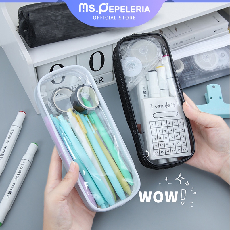 Jual tempat pensil bening/tempat pencil aesthetic/kotak pensil ...