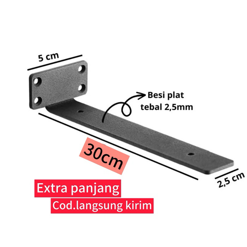 Jual Braket siku ambalan extra panjang/braket siku penyangga papan/Rak ...