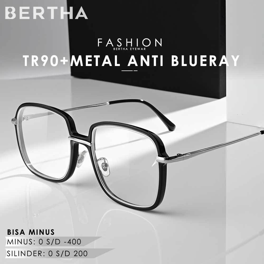Jual Bertha Kacamata Antiradiasi Blueray Style Kotak Oversize Keren Bahan TR90+Metal Simple ...