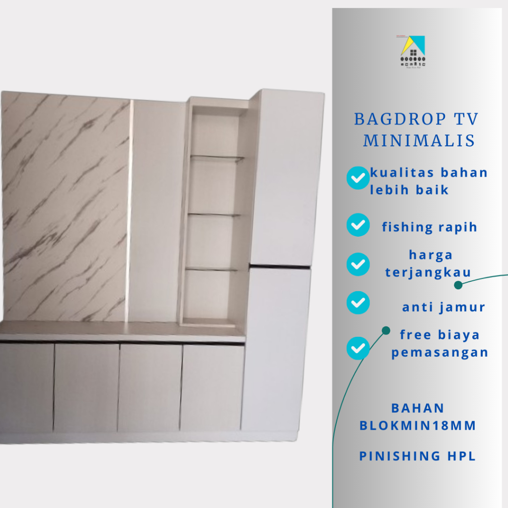 Jual Backdrop tv HPL lemari tv minimalis rak tv bupet jumbo lemari ...