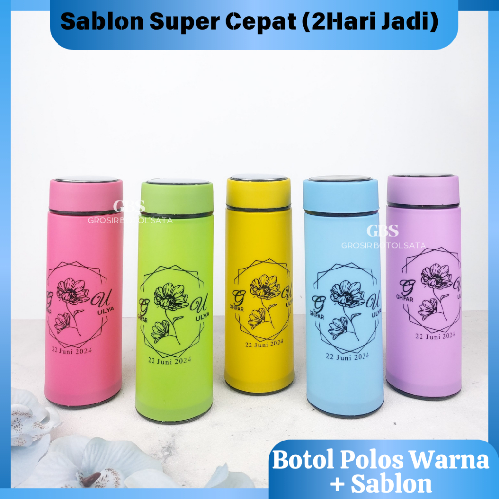 Jual (MINIM 100pcs) BOTOL SIXOUP WARNA SABLON / BOTOL KACA SABLON ...