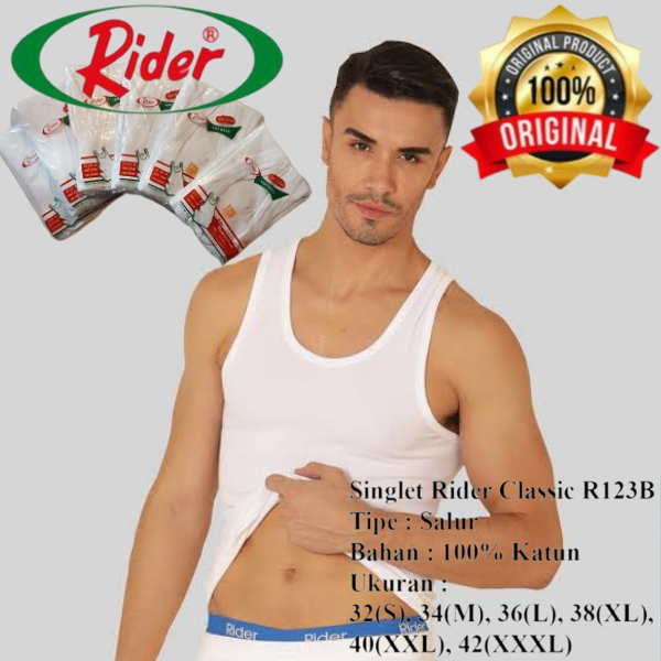 Jual 3 PCS RIDER SINGLET R123B KAOS DALAM PRIA/SINGLET RIDER PUTIH ...