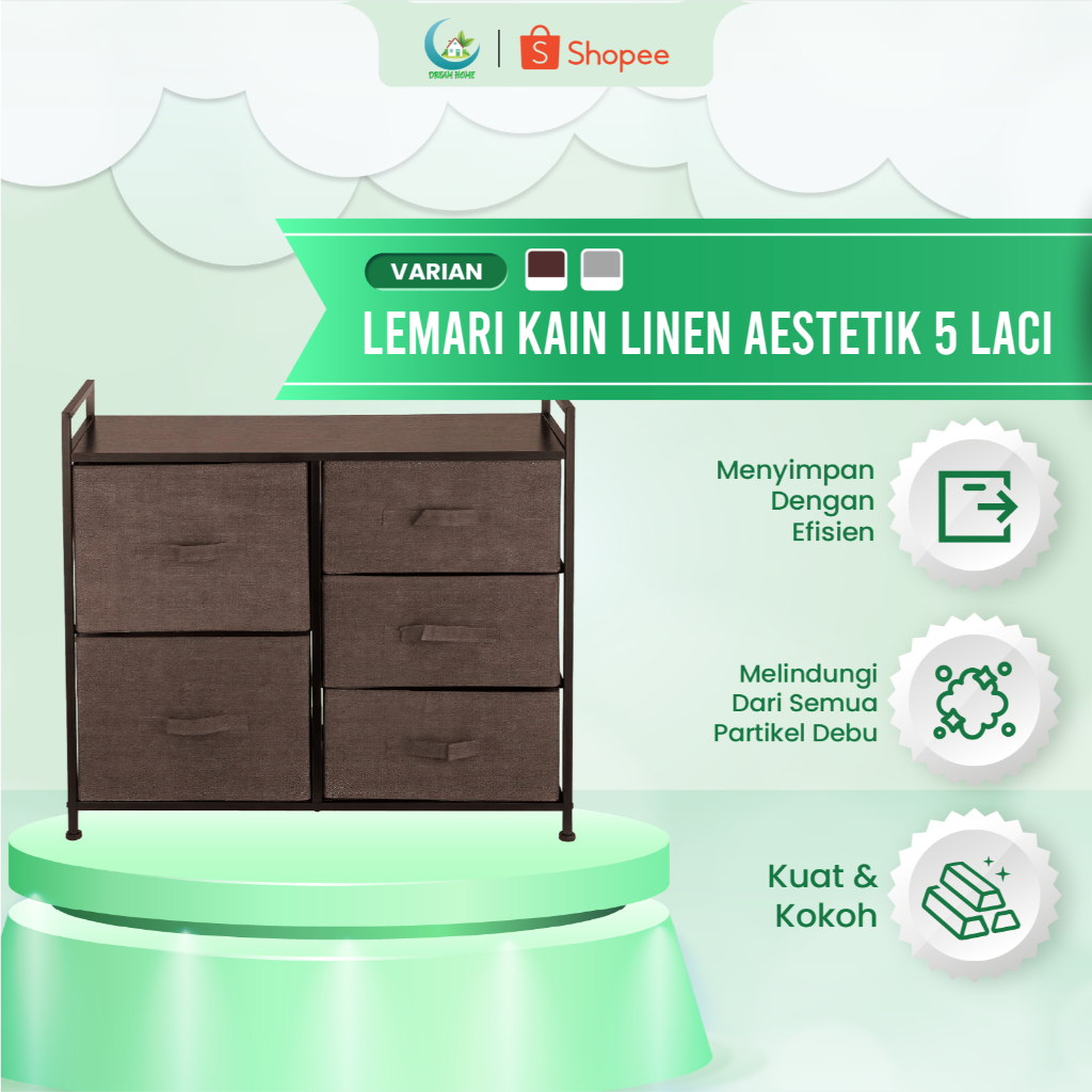 Jual Dreamhome Lemari Kain Linen Susun 5 Laci Lemari Sisi Ranjang ...