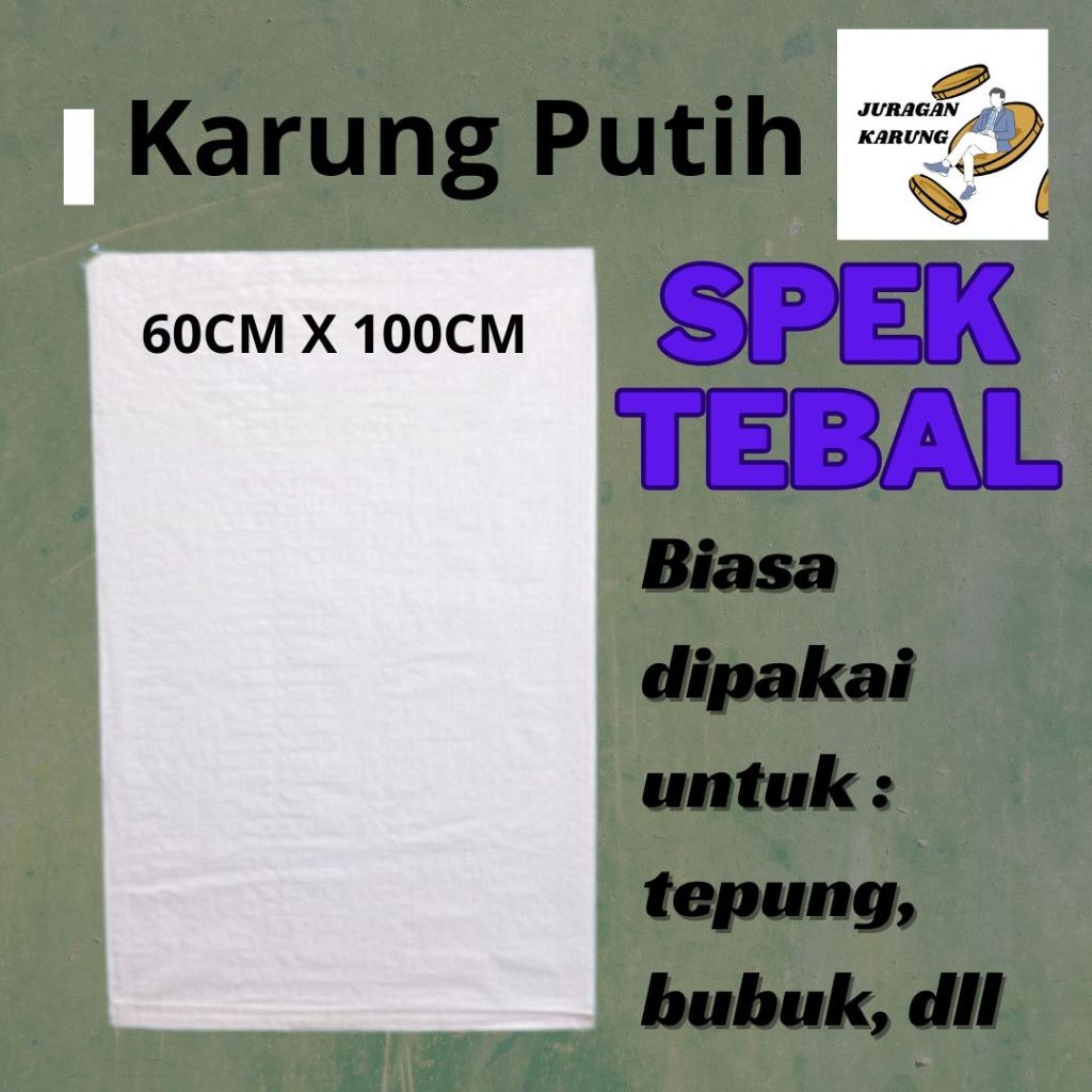 Jual Karung Putih 60x100 SPEK TEBAL Karung Tepung Powder Pupuk Bubuk ...