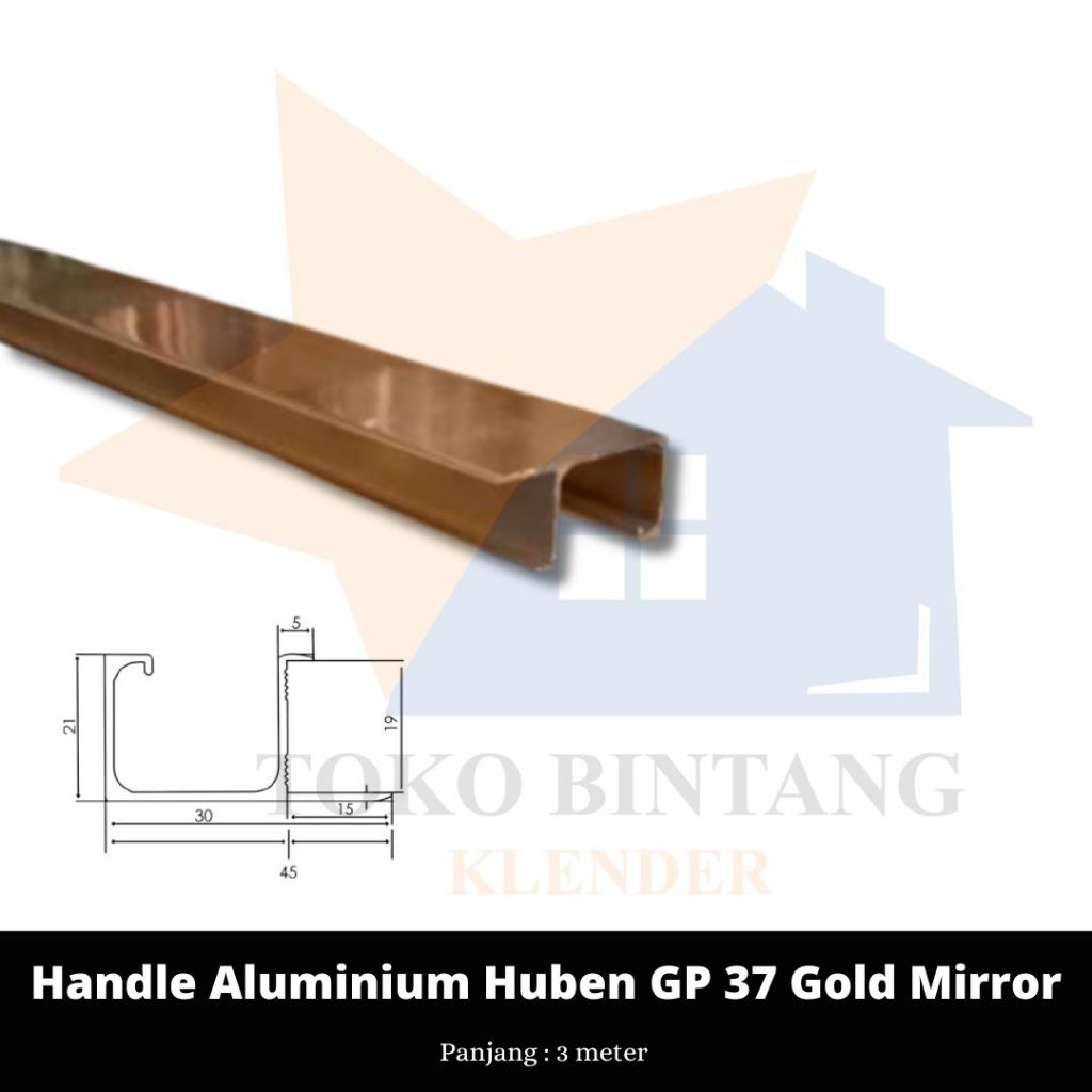 Jual Handle Aluminium Huben GP 37 Gold Mirror | Shopee Indonesia