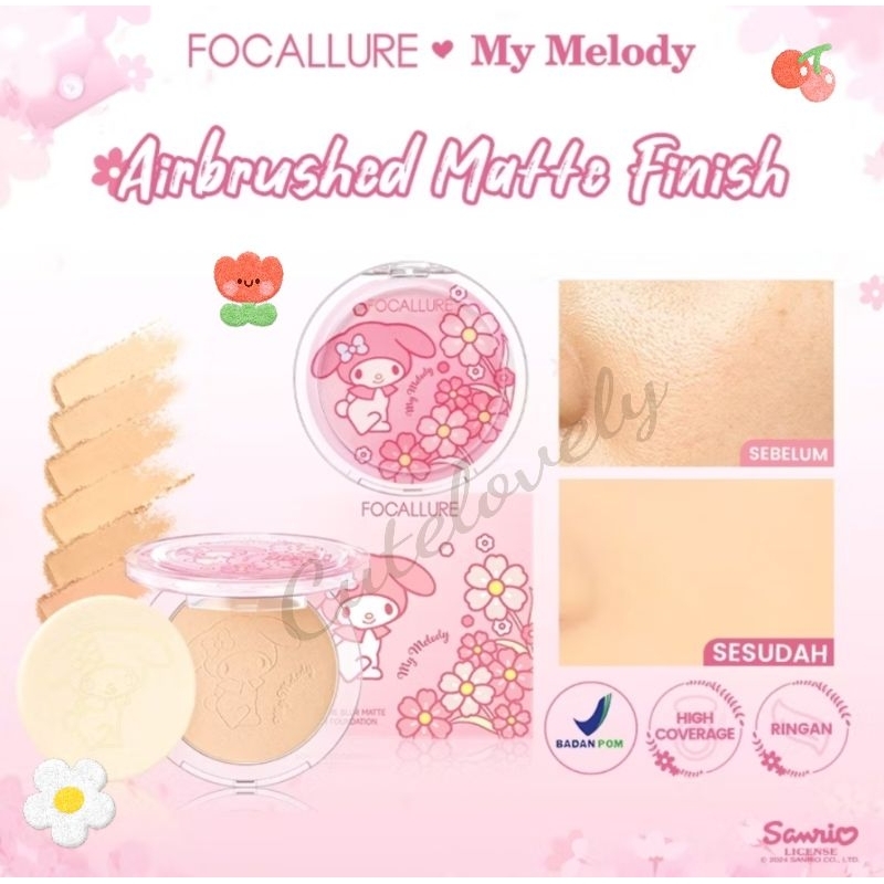 Jual FOCALLURE Sanrio Blur Matte Powder Foundation My Melody | Shopee Indonesia