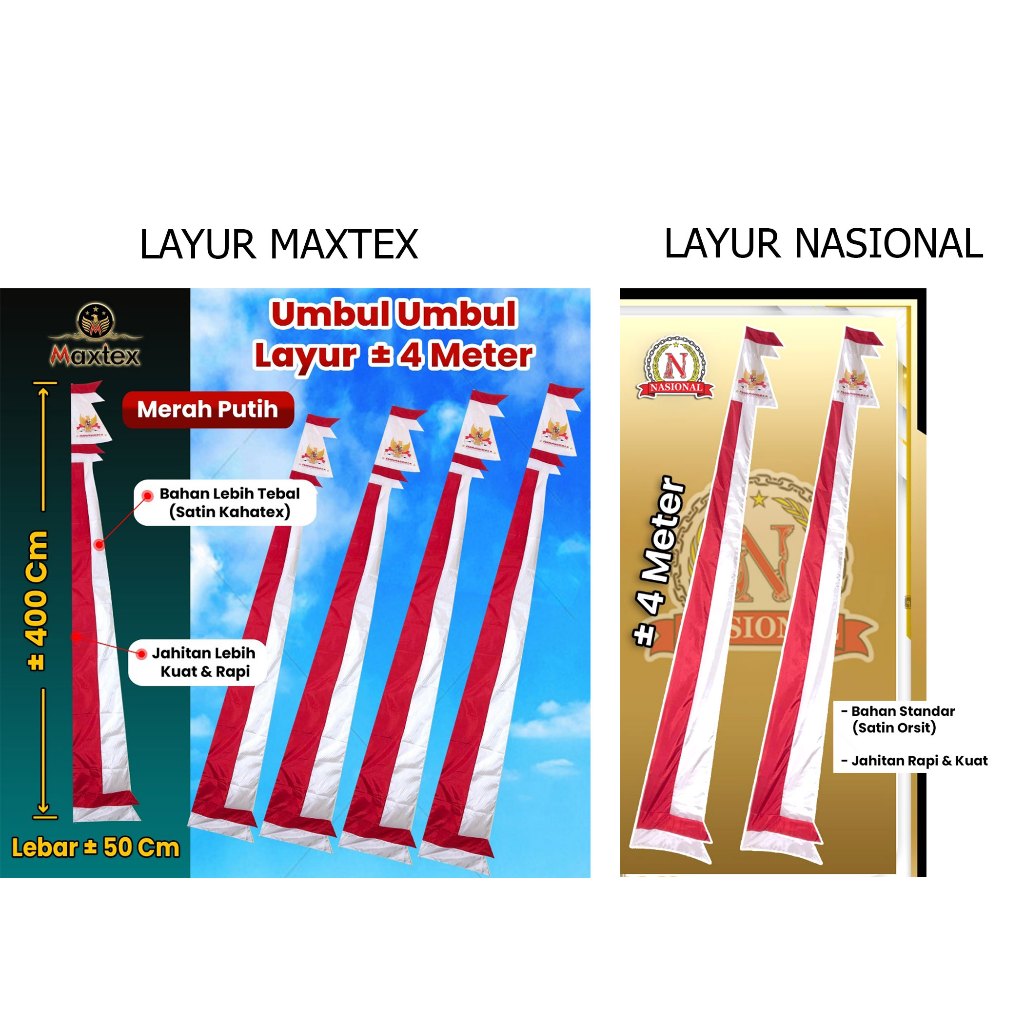 Jual GROSIR Bendera Umbul-Umbul Layur Monas Garuda " produk NASIONAL" (panjang ukuran 4 meter ...