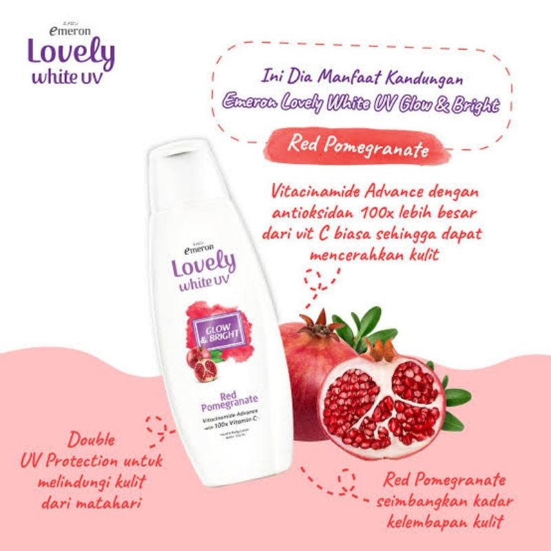 Jual emeron lovely white UV,glow & bright,hand & body lotion,red ...