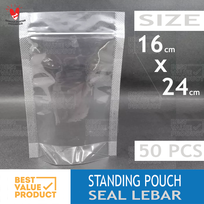 Jual Standing Pouch 16 x 24 cm / Kemasan Plastik klip berdiri 16x24 cm ...