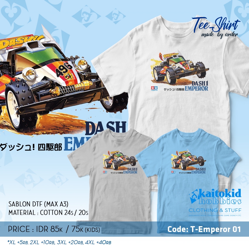 Jual Kaos TAMIYA DASH YONKURO EMPEROR Mini 4WD Sablon DTF bisa custom ...