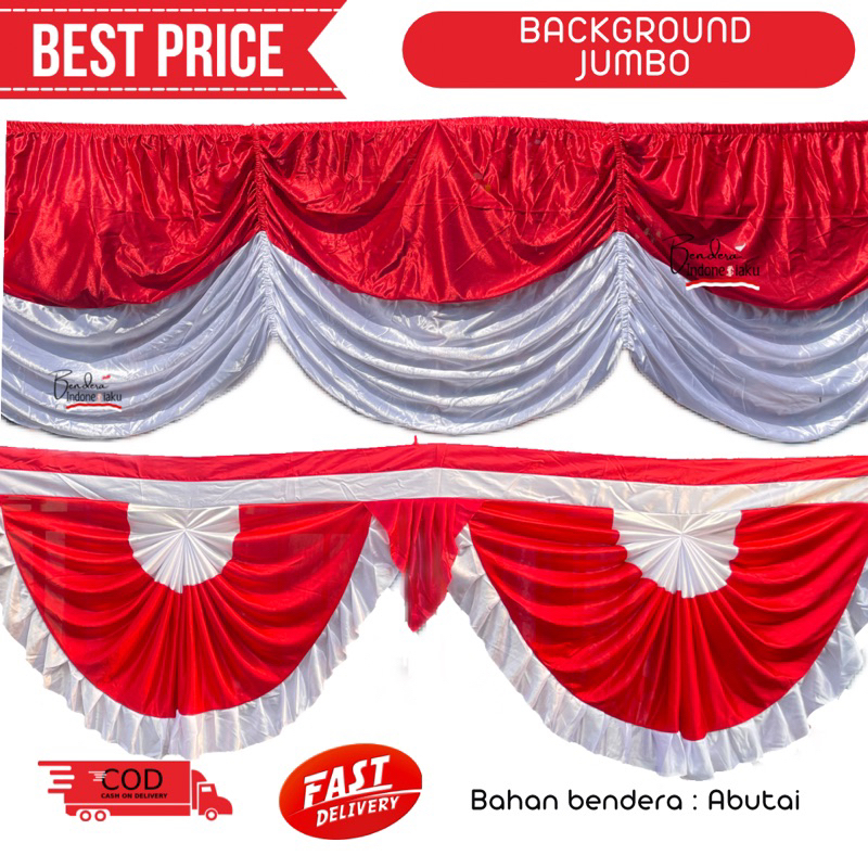 Jual BENDERA BACKGROUND JUMBO BEGRON GEDUNG PAGAR MERAH PUTIH KARET ...