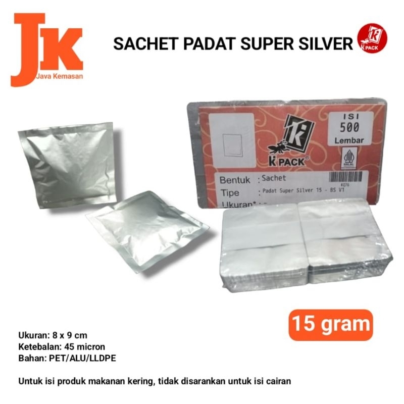Jual KPACK 15G SACHET SUPER SILVER 15 FULL ALU FOIL KEMASAN KOPI SNACK ...