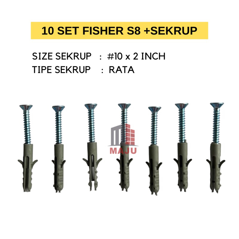 Jual [10 set] Nylon Fastener Penguat Sekrup Dinding + Skrup #10 Panjang ...