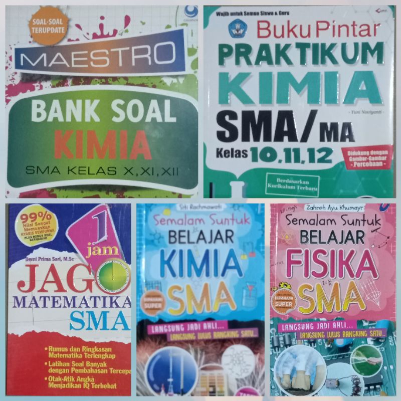 Jual Buku soal Semalam suntuk belajar kimia SMA,semalam Suntuk belajar fisika SMA,1 jam jago ...