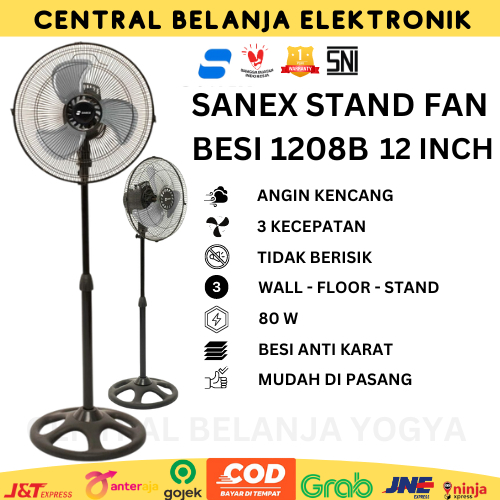 Jual KIPAS ANGIN BERDIRI BESI 12 INCH STAND FAN 12 INCH SF 1208B | SANEX | Shopee Indonesia
