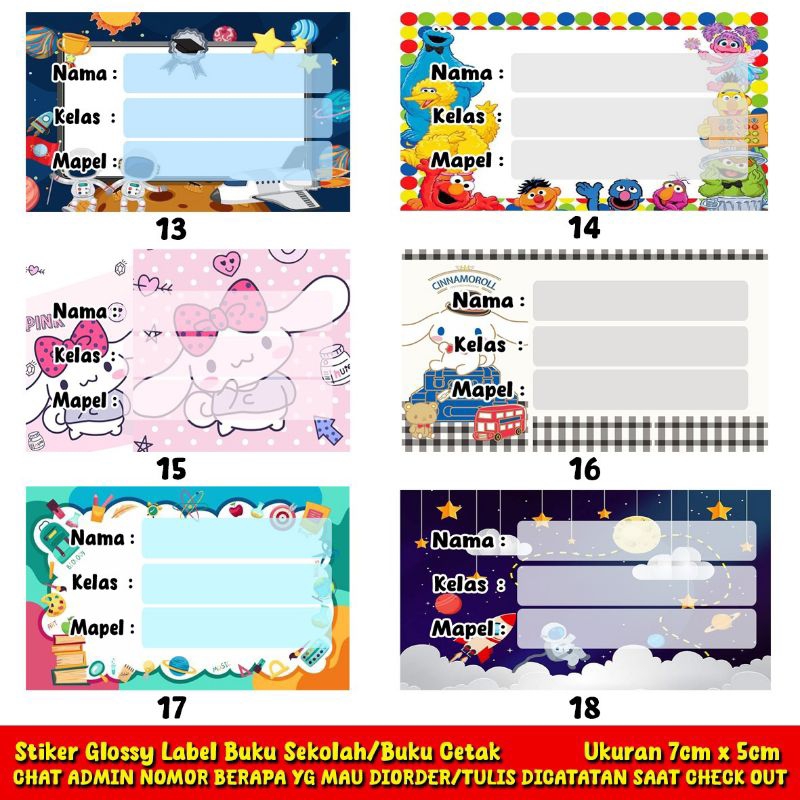 Jual Label Nama Stiker Mata Pelajaran CUSTOM BISA PAKE NAMA dan TEMA ...