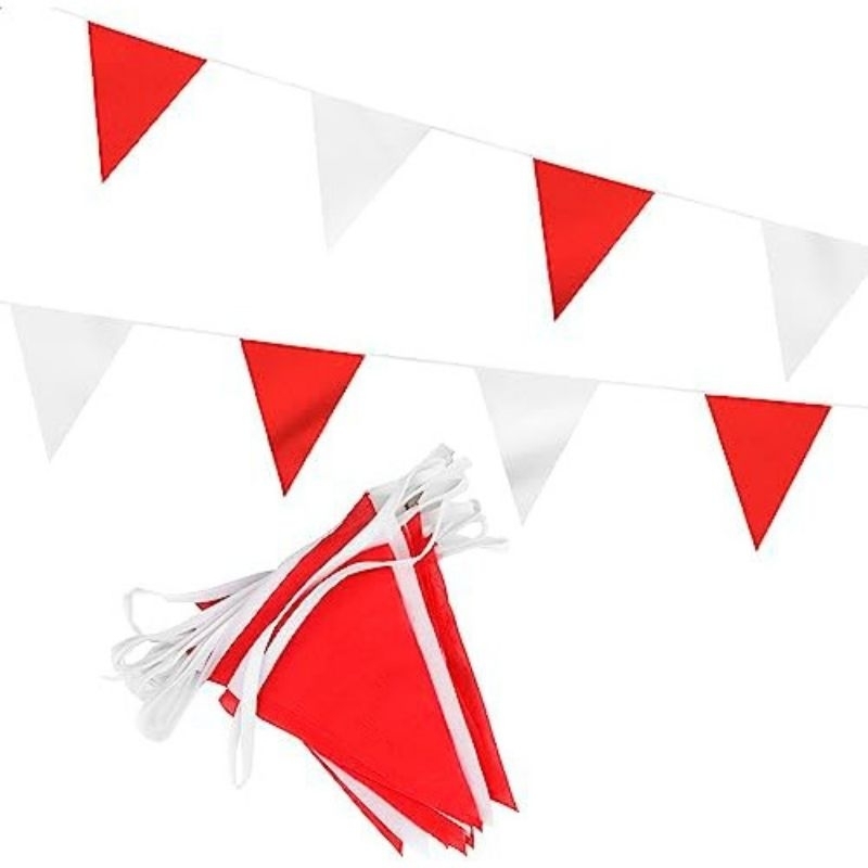 Jual Bunting flag Merah Putih / Bendera segitiga kain 5 meter | Shopee Indonesia