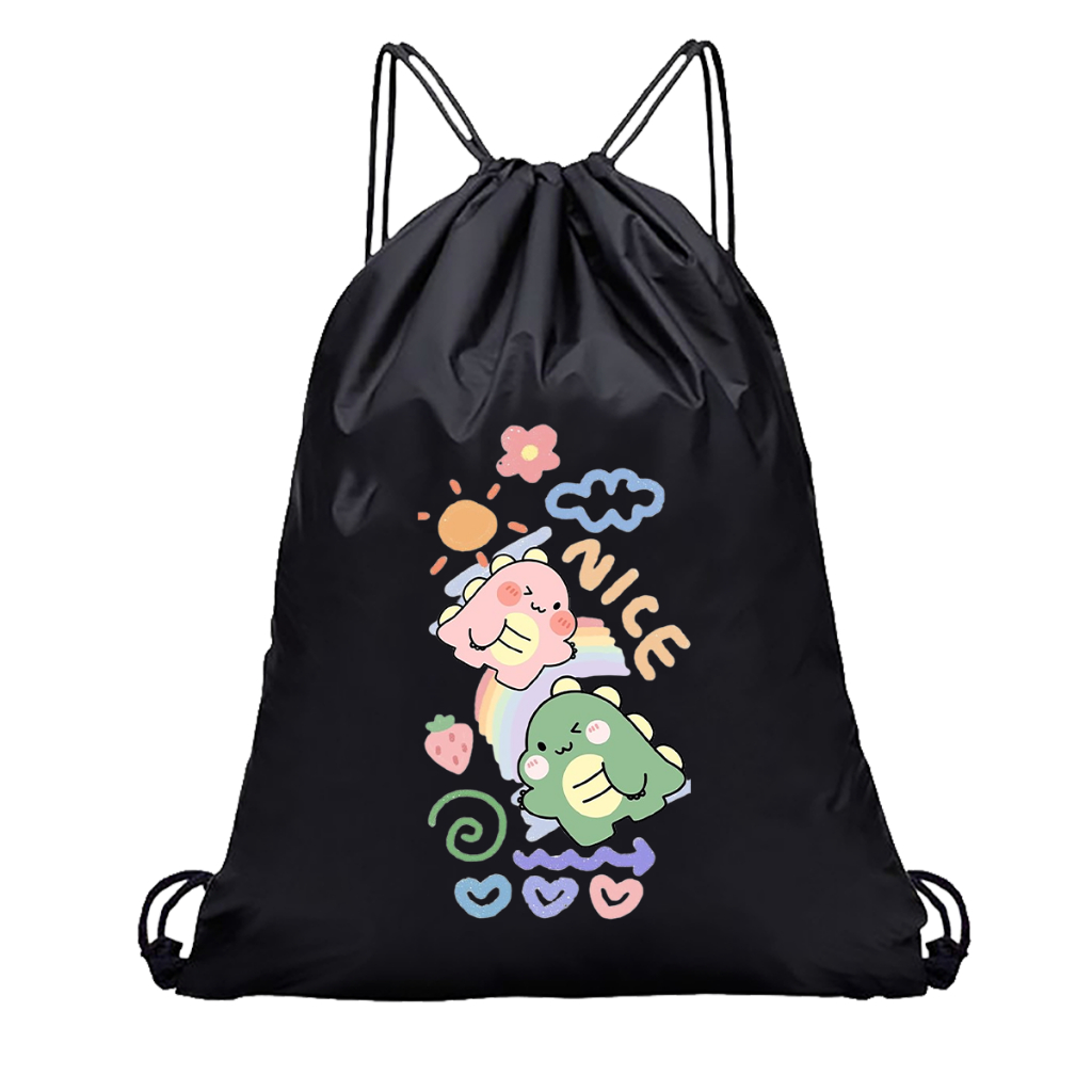Jual Tas Serut Hitam - Stringbag Wanita Kece Cute Dino | Shopee Indonesia